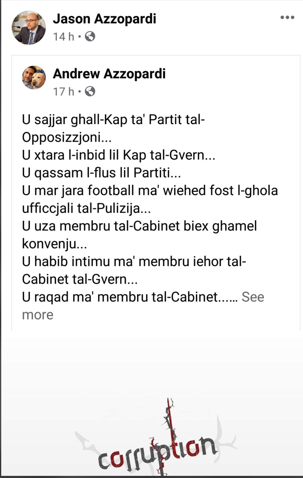 Jason Azzopardi jisfida lil Bernard Grech u jagħmel share ta’ post b ...