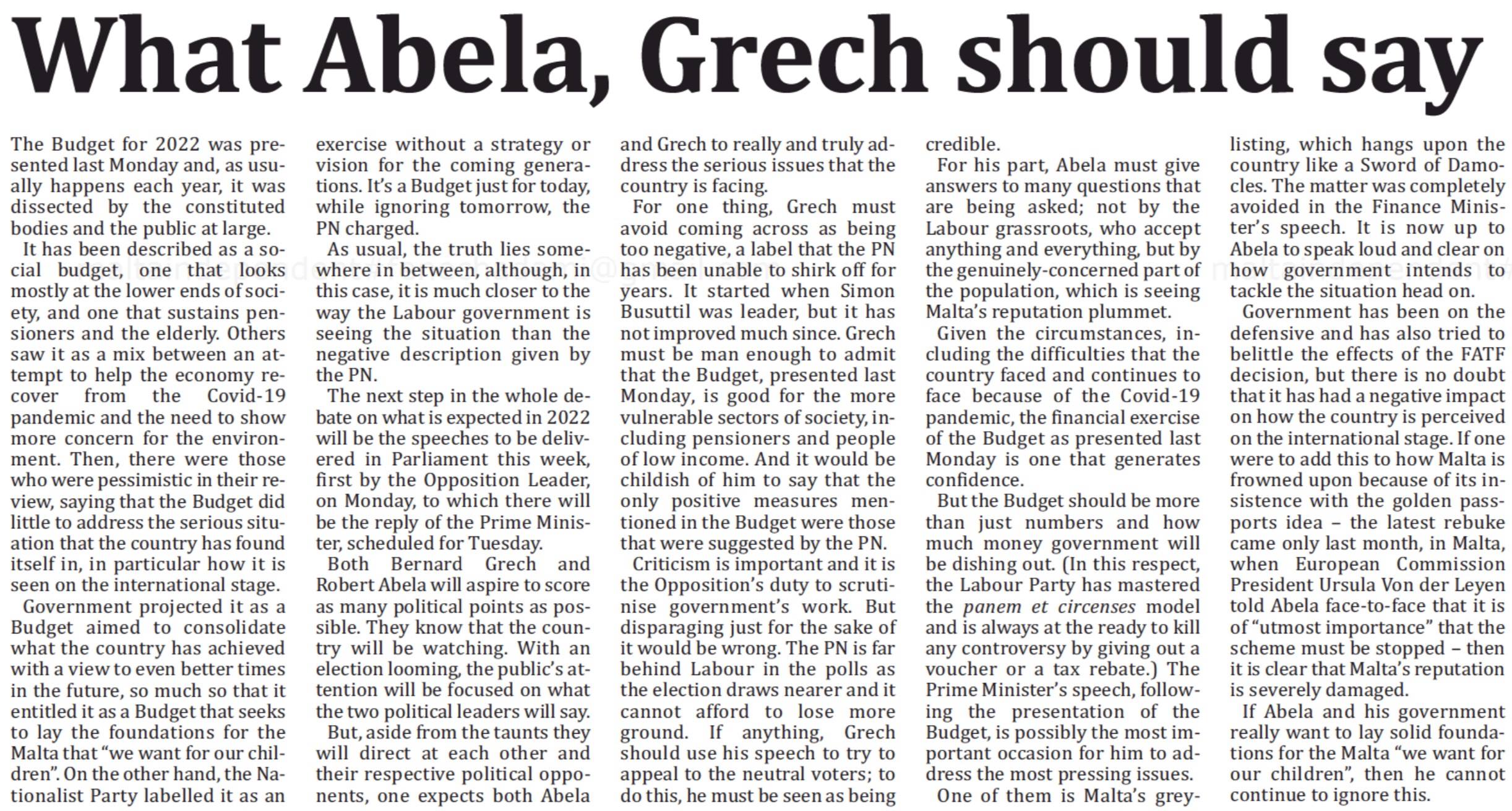 Abela-editorial – Voices of Malta