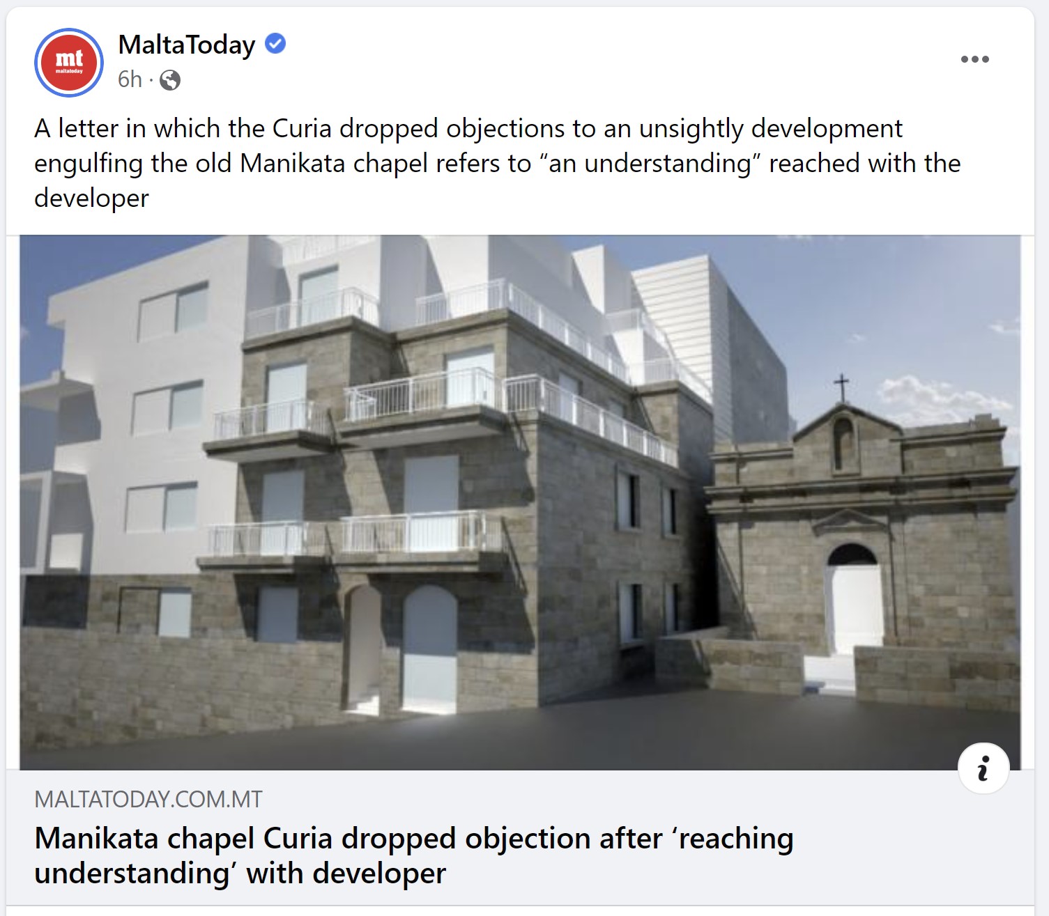 Il-Malta Today tirrapporta li l-Knisja neħħiet l-objection li għamlet ...