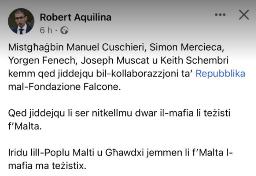 Il-President tal-Għaqda Repubblika juża l-Fundazzjoni Falcone biex ...
