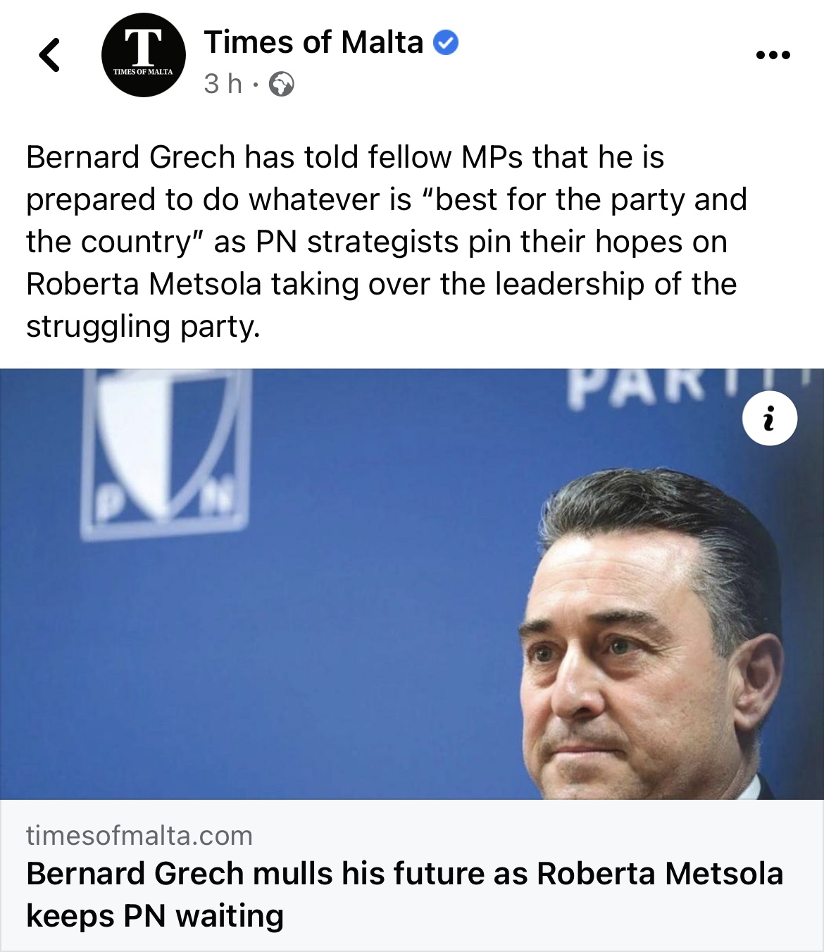 Herman Grech jimbotta lil Roberta Metsola għat-tmexxija tal-PN bħala ...