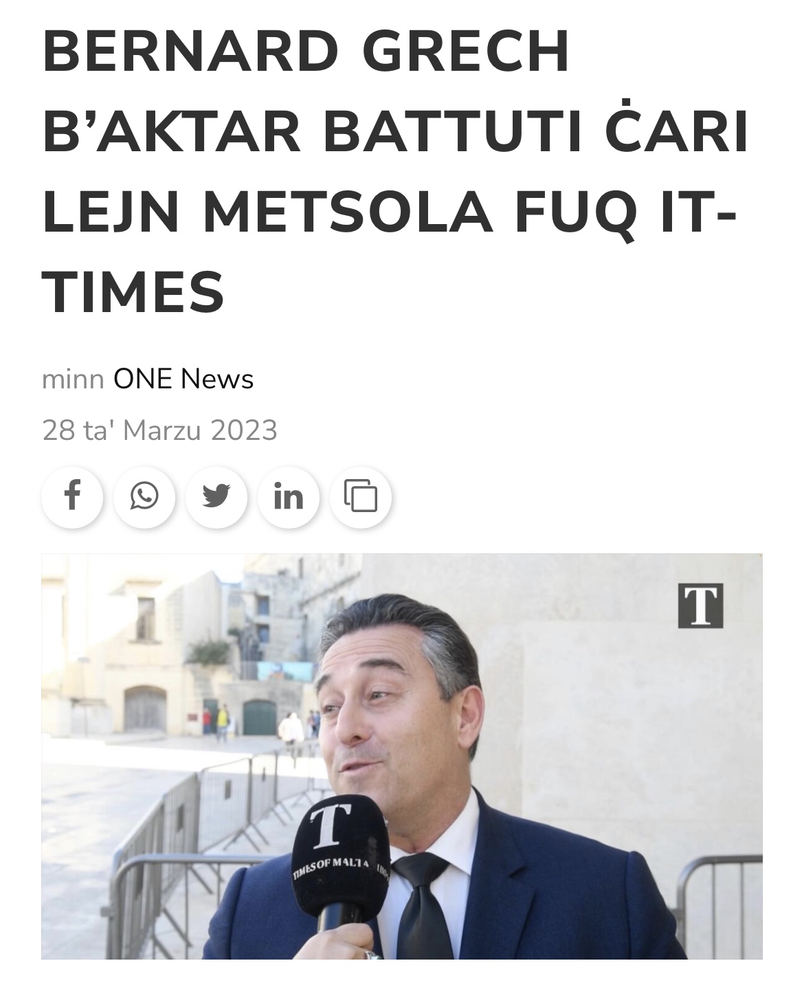 Bernard Grech jerġa’ jirrepeti li post Roberta Metsola hu fl-Ewropa
