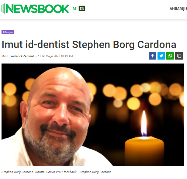 A profile picture of the late Stephen Borg Cardona stated his eagerness ...