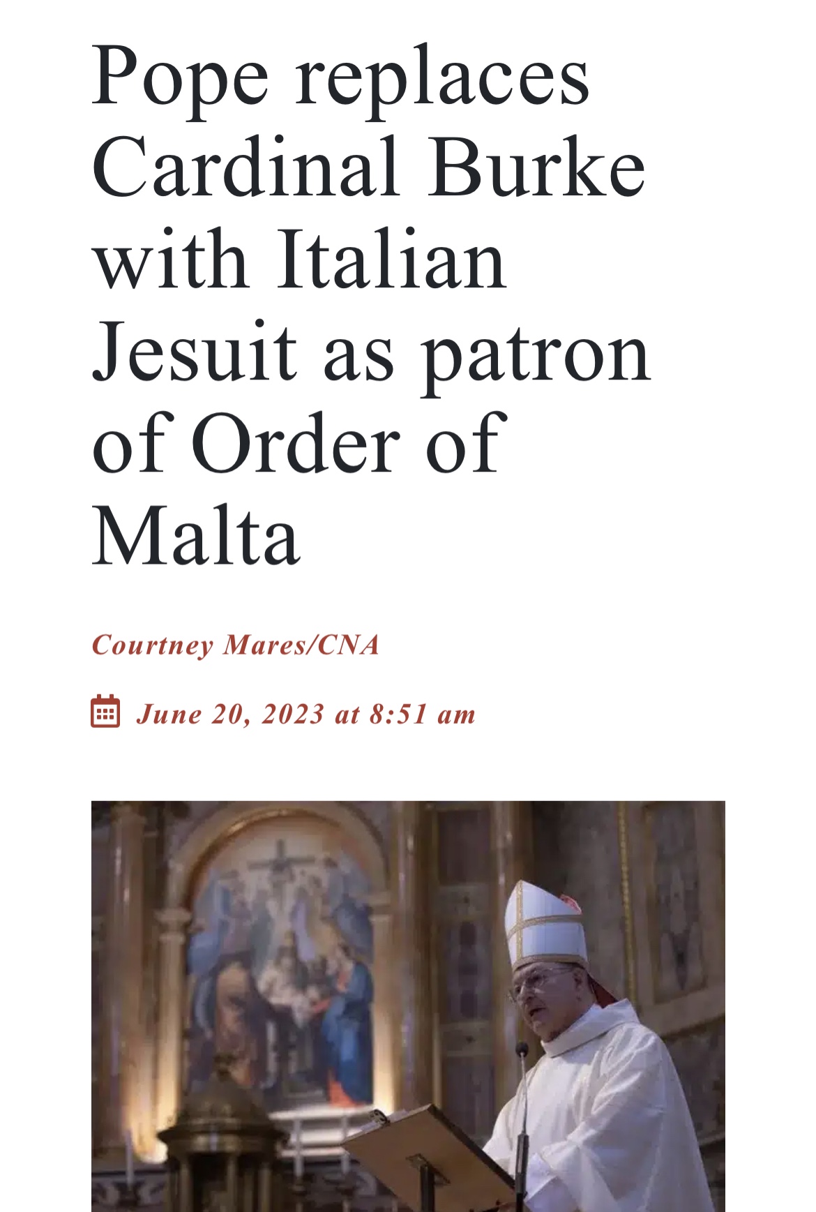 A Jesuit is the new Cardinal Protector of the Order of Malta: he ...