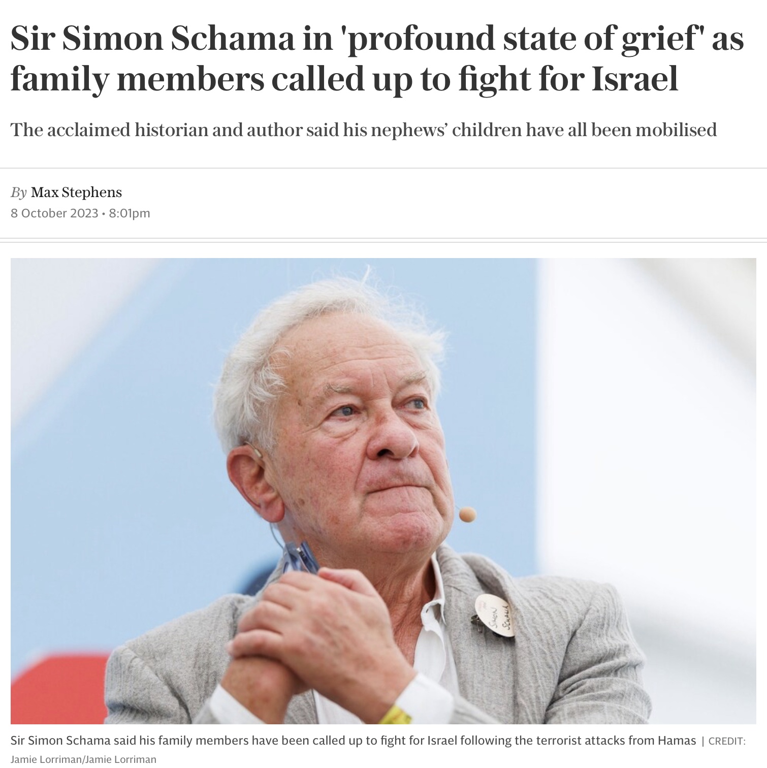 The historian Simon Schama speaks out about what is happening in Israel ...