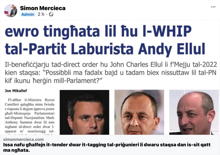 Korrezzjoni dwar dak li ġie ppubblikat f’dan is-sit dwar tender li ħa ...