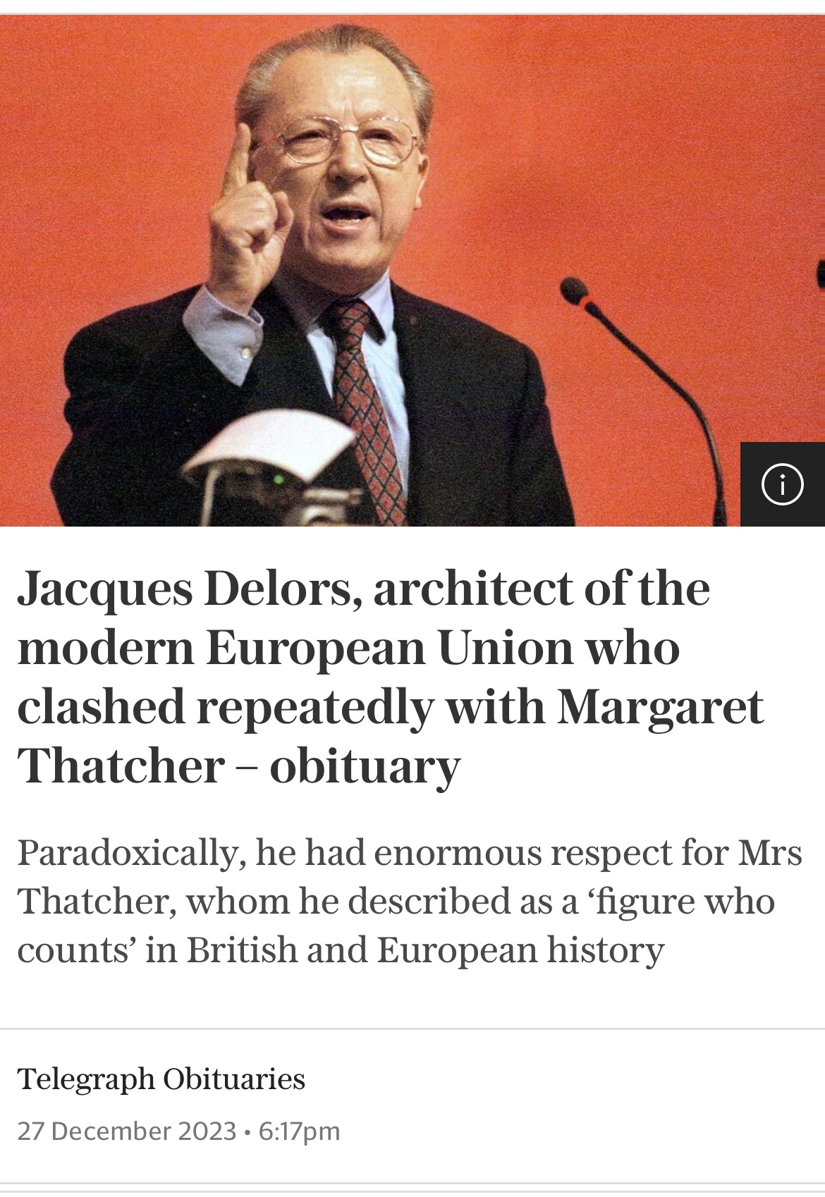 Margaret Thatcher won, and Jacques Delors’ vision of Europe was ...